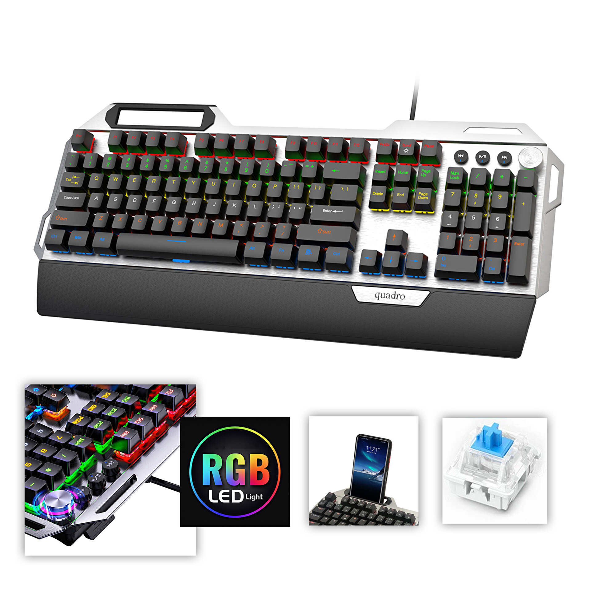 Quadro Q USB Trk TRON X100 Mekanik Gaming Klavye RGB